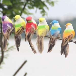 maomia 12 pcs artificial simulation foam bird mini feather birds ornaments diy craft for home garden wedding decoration party accessories