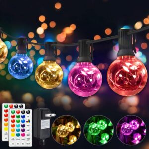 color changing christmas lights outdoor string lights 50ft 50 g40 bulbs waterproof connectable up to 200ft w/ 2 remotes timer for patio bistro house garden party gazebo xmas indoor outside decor