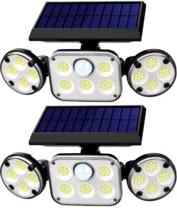 rjfoyb motion sensor outdoor lights, adjustable 3 heads solar outdoor lights, 270° wide angle, ip65 waterproof security lights motion outdoor for garage yard garden porch