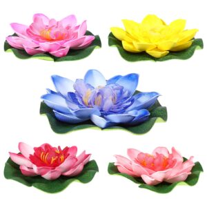 vosarea 5pcs artificial water lily floating foam lotus flowers decor for ponds patio pond pool aquarium home garden wedding christmas party holiday event