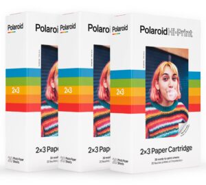 polaroid hi-print paper - triple pack of 2x3 paper cartridge (60 sheets)