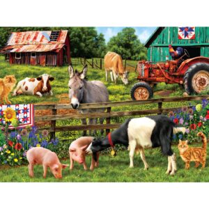 750 piece puzzle for adults sharon steele a day on the farm whimsical country farm jigsaw puzzle from ki puzzles