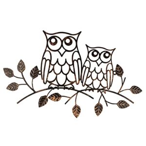 yiya metal owl decor metal owl wall art decor for home living room bedroom garden patio indoor or outdoor decor