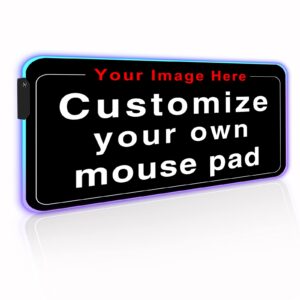 personalized rgb led extended gaming mouse pad make your own customized large gaming mousepad custom keyboard mouse mat for office dorm personalised gifts presents for gaming lovers, 35.4x15.7 in