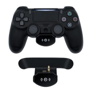 mcbazel back button attachment with oled display for ps4 controller, programmable button triggers with 3.5mm audio jack, gaming stuff accessories for ps4 controllers - black