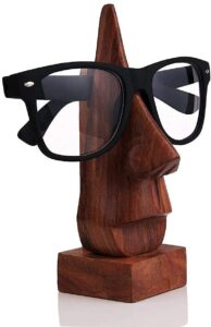 garden of arts wooden eyeglass spectacle holder handmade nose shaped stand for office desk home decor gifts