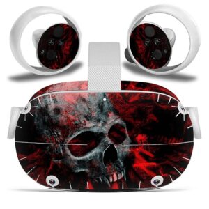 oculus quest 2 vr headset and controller skin, blood skull vinyl decal sticker for vr headset and controller, virtual reality protective accessories