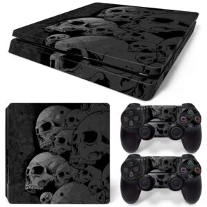 vinyl skin sticker for ps4 slim, black skull ps4 s console and controllers skins wrap vinyl sticker decal cover