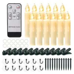 daord flickering flameless window candle led christmas tree candle lights warm white battery operated electric taper candles with remote perfect for home garden wedding parties decor (12 pcs,ivory)