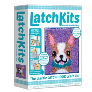 latchkits – puppy latch hook kit – easy-to-learn craft project – no sewing or cutting – for ages 6+, canvas, multi