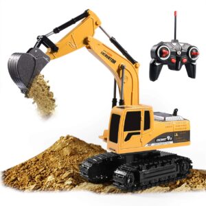 construction excavator toy - kids toy engineering digger truck, remote control rechargable hydraulic car,educational birthday gifts kids for 3 4 5 6 7 8 9 year old boys girls.