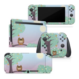 tacky design kawaii cats skin compatible with nintendo switch skin wrap cover, cute skin for nintendo switch stickers, premium vinyl 3m full wrap decal (green cats)