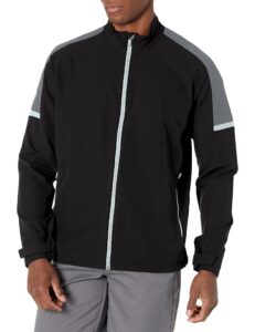 callaway men's swing tech blocked long sleeve golf windbreaker, caviar, large