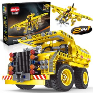 stem / building toy for ages 5, 6, 7, 8, 9, 10, 11, 12 years old kid, boy, girl - 2-in-1 truck airplane take apart toy, 361 pcs diy building kit, learning engineering construction toy, ideal gift