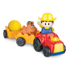 tractor toy with farmer, farm animals and wagons. light up button can be pressed for animal sounds and melodies. toddler toys for a farm pretend play for 18 + month old. farm toys for baby gifts