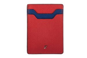 zinda genuine leathers slim wallet card holder rfid protection (red/blue)