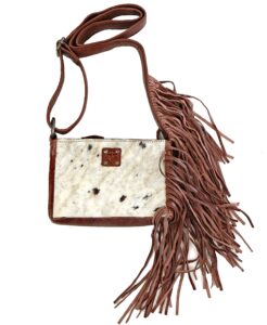 sts ranchwear harmony crossbody with fringe sts33588, brown, red