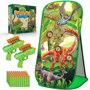 aberlls shooting game toy for age 5 6 7 8 9 10+ years old kids, boys, dinosaur shooting target with 2 foam dart blasters 40 foam darts, ideal kids gift for indoor outdoor