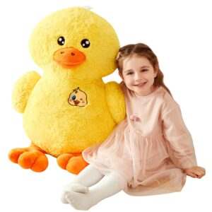 ikasa large duck stuffed animals giant soft plush toy,19" cute huge jumbo fluffy plushy big size fat plushie,gifts for kids(yellow, 19 inches)