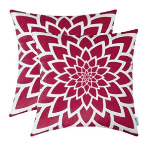 teagan throw pillow covers, 2pcs cushion covers with flower print, throw pillow covers for home decorative bedroom living room, home garden couch bed sofa chair, 20x20 inch, deep red