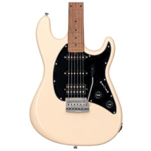 sterling by music man 6 string solid-body electric guitar, right, vintage cream (ct50hss-vc-m2)