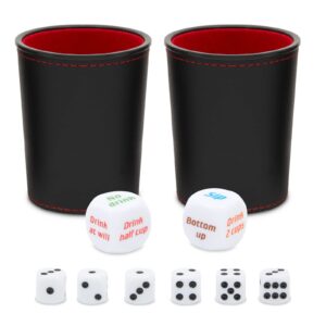 zodaca drinking dice game set for adults with 2 leather cups and fun dices for drunk frenzy party (16 pieces)