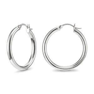 sweetv sterling silver earrings chunky hoop earrings for women 30mm medium huggie earrings silver hoops