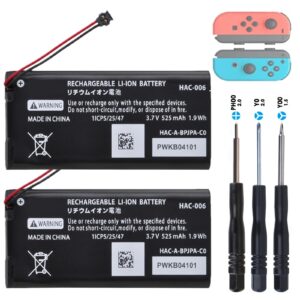 powertrust replacement hac-006 battery compatible with nintendo switch hac-015 hac-016 joy-con controller hac-a-jcr-c0 hac-a-jcl-c0 (2 pack)