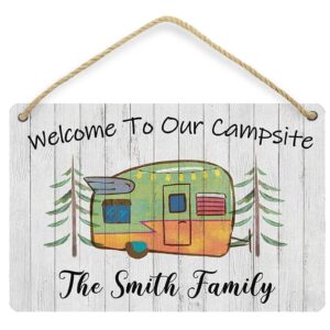 personalized camping garden signs welcome to our campsite rv sign outdoor yard house home welcome decorations