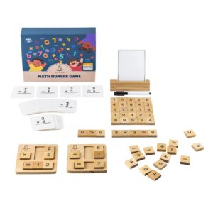 ssol & sam educational math toys - stem counting toys with math flash cards, wooden number blocks and boards - montessori toys kindergarten preschool kids ages 4+