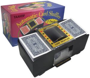 taavop automatic card shuffler, 1-2 deck battery-operated electric poker card shuffler machine, for playing cardsuno (black), 8 x 4 x 4 inches；15.11 ounces