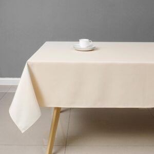 wewoch beige rectangle tablecloth wrinkle resistant washable fabric table cloth for dining,kitchen, parties weddings and outdoor use 60 inch by 84 inch