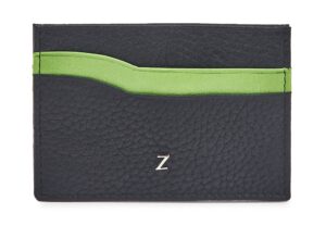 zinda genuine leathers slim wallet card holder rfid protection unisex (black/green)