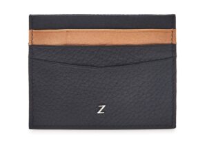 zinda genuine leathers card holder slim wallet unisex rfid protection (black/tan)