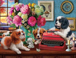 buffalo games - image world - the writer's dogs - 750 piece jigsaw puzzle for adults challenging puzzle perfect for game nights - finished puzzle size is 24.00 x 18.00