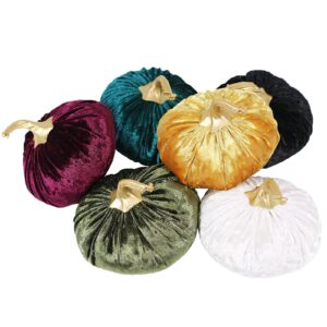 orgrimmar 6pcs velvet stuffed pumpkins fabric artificial pumpkins for home garden fall decoration, fall harvest, thanksgiving, halloween decor