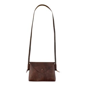 hide & drink, horizontal shoulder bag handmade from full grain leather - bourbon brown