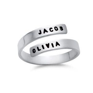 by hannah design twist stacking solid sterling silver and gold personalized ring (sterling-silver)