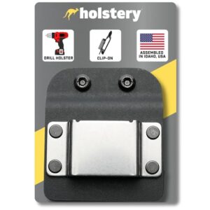 holstery drivermaster | clip-on tool belt drill holder - simple hook holster for cordless drill, impact, nailer, tape measure, or any tools with hanger clips