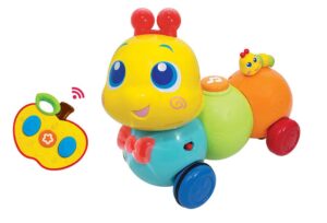 kiddolab crawling caterpillar baby toy - apple-shaped remote control with easy-press buttons- plays 10 children's nursery rhymes - musical toys for toddlers