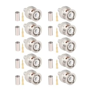 mookeerf 10 pack 50 ohm bnc male crimp connector,bnc/q9 connector for rg58/rg142/rg400/lmr195/ksr195/3d-fb cable