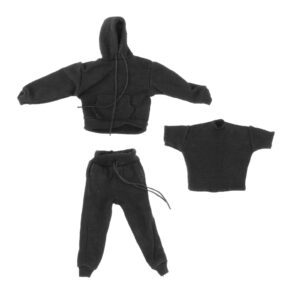 yiju 3x 1:12 man's sweatshirt outfit,1/12 scale figure doll clothes,pants+hoody outfit costume for 6 inch action figure clothes toy