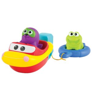 kiddolab bath boat toys for toddlers - pull and go toy boat for pool playtime floating accessories - bathtub toys for 1,2,3 years old babies and kids.