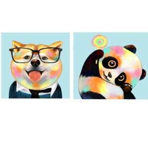 diy 5d diamond for painting kit 2pack for adults kids shiba inu dog and panda diamond painting,12''x12''full drill round crystal rhinestone painting for stress relief home wall mural decor art crafts