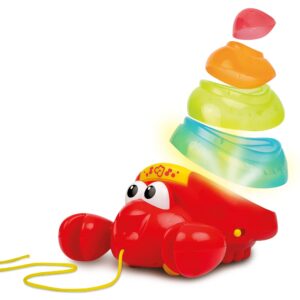 kiddolab pull along crab stacker - baby pull toy with stackable rainbow cups, stacking toys with color-changing lights, nursery rhymes - educational montessori toys for toddlers 1 2 3 year old