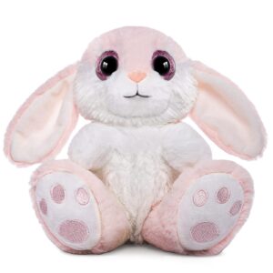 nleio bunny stuffed animal, 8.5" plush bunny rabbit stuffed animals with floppy ears, cuddly soft plush toys huggable & washable, easter birthday gift for babies toddlers kids boys girls (pink)