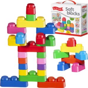 far far land -super soft building blocks for toddlers ages 1-3 years– teaches & enhances creativity and fine motor skills- stem building set - 21 pieces