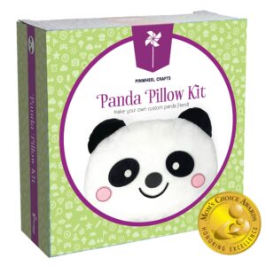 pinwheel crafts beginner sewing kit for kids 8-12 - easy diy panda pillow kit - learn to sew - kids sewing craft gifts - make your own stuffed animal panda plush toy