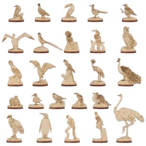 bird action tokens set of 100 pcs laser cut plywood markers, 25 unique bird types upgraded game accessories for wingspan