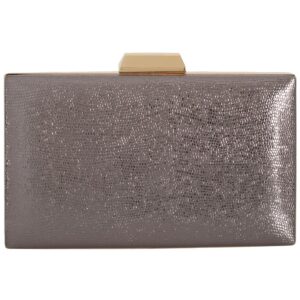 jnb women's metallic material hard case evening party clutch,gold